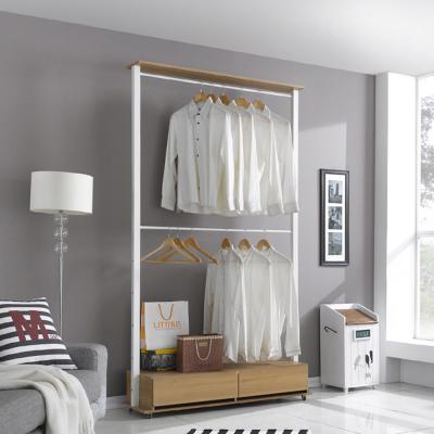 POOM | 아이린 1단서랍형 2단 스틸 드레스룸행거 1200