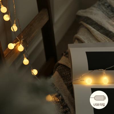POOM | LED 3M 화이트앵두usb전구 (8패턴점멸)