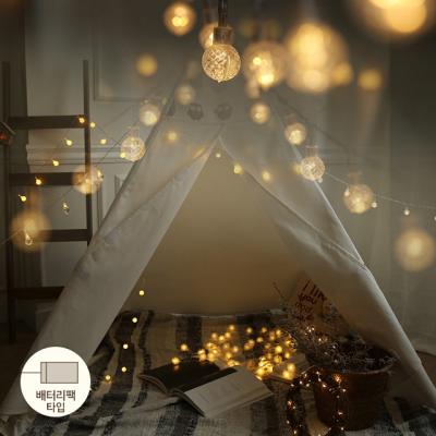 POOM | LED 3M 30구 투명앵두전구 (배터리팩)