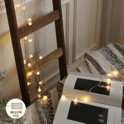 POOM | LED 3M 30구 투명앵두전구 (배터리팩)