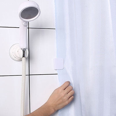 POOM | 화이트 부착식 샤워커튼 고정 커튼클립 2p