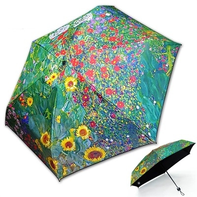 POOM | 차광률99.9% 암막명화5단미니양산-클림트-해바라기가 있는 정원