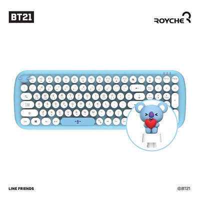 POOM | BT21 무선 키보드 베이비 캐릭터 치미 타타 쿠키 망 노트북 마우스 패드 키캡 세트