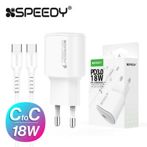 POOM | 스피디 가정용 PD 18W 고속 충전기 (CtoC 케이블 포함)