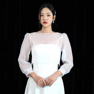 POOM | 망사 퍼프 웨딩 볼레로 (44-88 리본) 셀프스몰웨딩