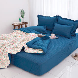 POOM | 순면60수 코튼엘 차렵+베개커버+높은매트커버 40cm SS