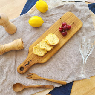 POOM | Holin 티크 통원목 도마 핸들 롱스퀘어