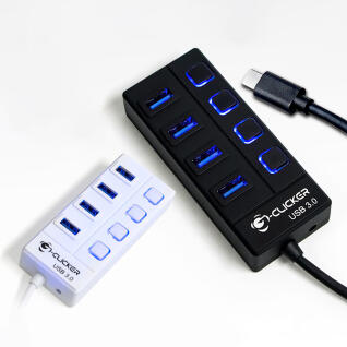 POOM | 지클릭커 GHUB-S4 PLUS LED USB 3.0 C타입 화이트