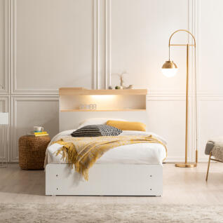 POOM | 카노 LED조명 수납+서랍 침대 SS