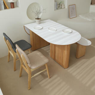 POOM | 데니쉬 템바보드 확장형 4인 원목 식탁 1400
