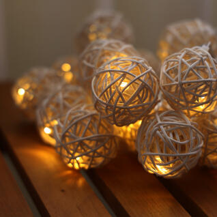 POOM | LED 라탄볼 줄조명 건전지형 20구