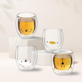 POOM | 행복카페 이중 유리컵 250ml (4type)