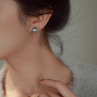 POOM | 헤이즈 스와로브스키 그레이 흑진주 실버925 귀걸이