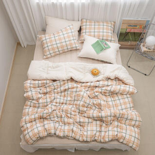 POOM | 더블리 인디라 체크 마이크로 차렵이불 풀세트 SS