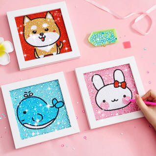 POOM | DIY 보석십자수 어린이 큐빅 십자수 클로버고양이18cm