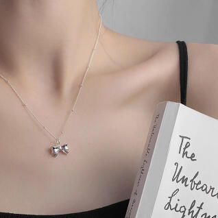 POOM | 샤르 925실버 심플 미니 리본 목걸이