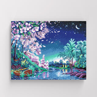 POOM | DIY캔버스형 보석십자수 40x50cm 달밤의벚꽃