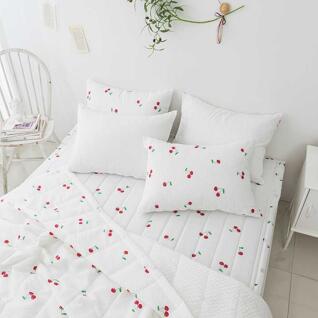 POOM | SUMMER CHERRY 시어서커 이불+베개커버세트 SS 화이트