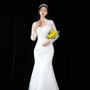 POOM | 하프넥 비즈 머메이드 셀프웨딩드레스(44-77)스몰웨딩