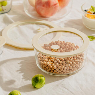 POOM | 닥터하우스 글림 내열유리 진공 밀폐용기 원형 950ml