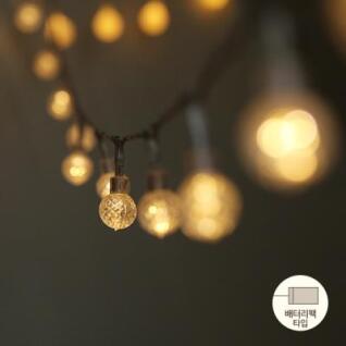 POOM | LED 3M 30구 투명앵두전구 (배터리팩)