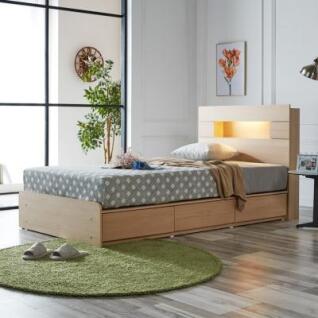 POOM | 로아 LED 헤드수납 서랍형 침대 SS