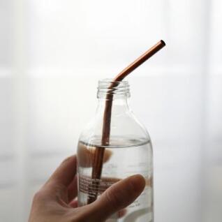 POOM | 스텐레스 로즈골드 빨대세트(커브형2P)