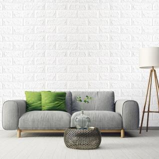 POOM | 3D 입체 폼블럭 화이트 25M 10mm 접착식 벽지