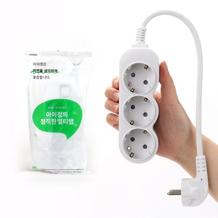 POOM | 짧은선 멀티탭 접지형 3구 30cm