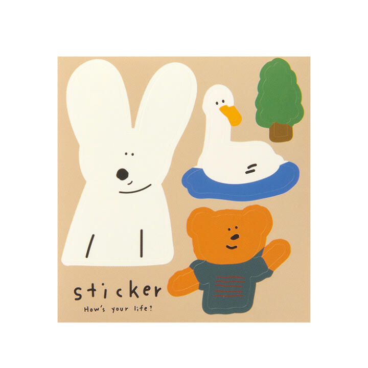 POOM | 스티커 래빗앤베어 반칼 미니스티커 (04010874)