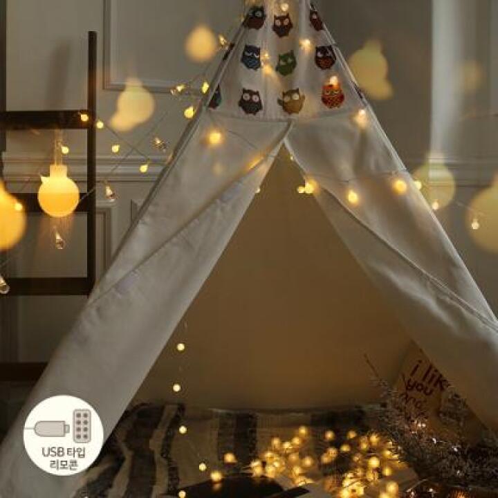 POOM | 프리미엄 LED 화이트앵두전구 (리모컨/8패턴/USB) [2type]