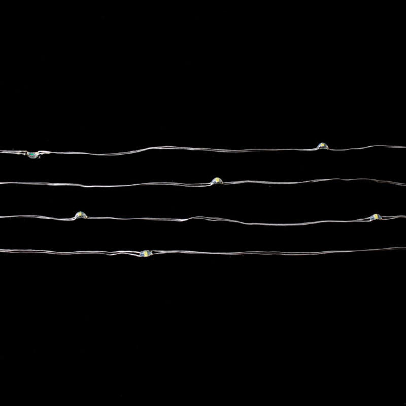 POOM | 50구 LED 투명선 드럼 와이어 전구(웜색/5M/건전지형)