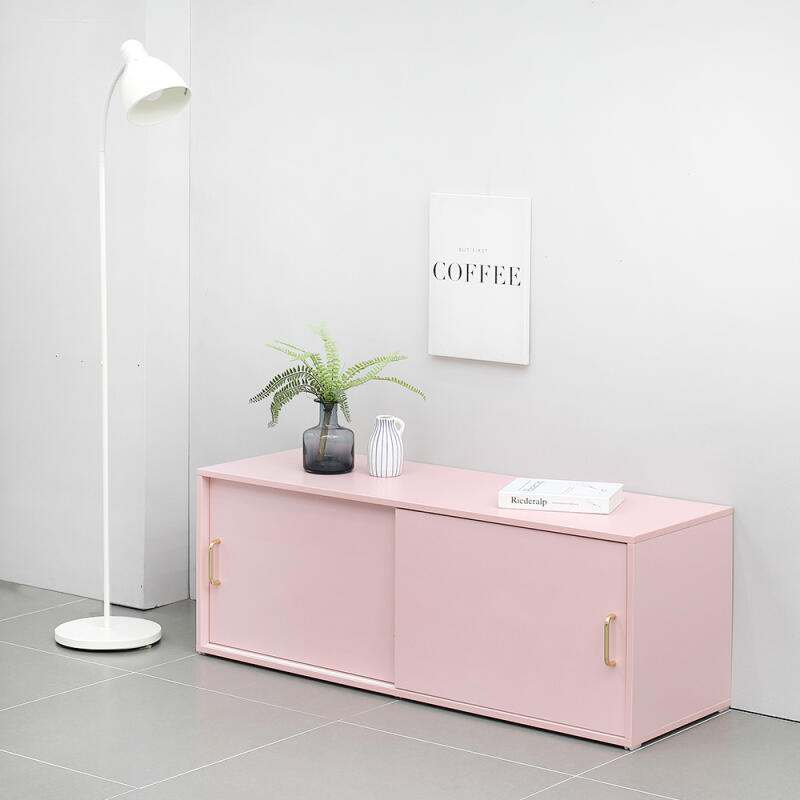 POOM | 니케 슬라이드 낮은 거실장 1200-핑크