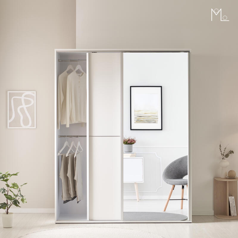 POOM | 마엘 1600 댐퍼 전신거울 슬라이딩 옷장 미닫이 장롱