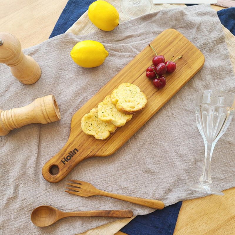 POOM | Holin 티크 통원목 도마 핸들 롱스퀘어