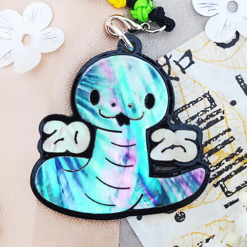 POOM | 나전칠기 DIY 전통 청색 뱀 자개 아크릴 키링