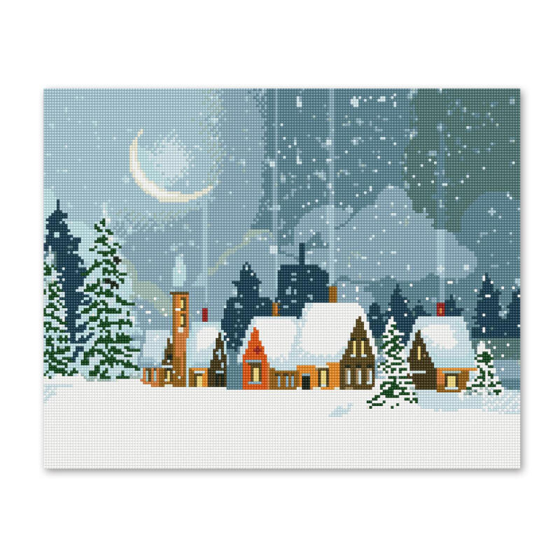 POOM | DIY LED 보석십자수 - 눈 내리는 마을 LB66 (40x50)