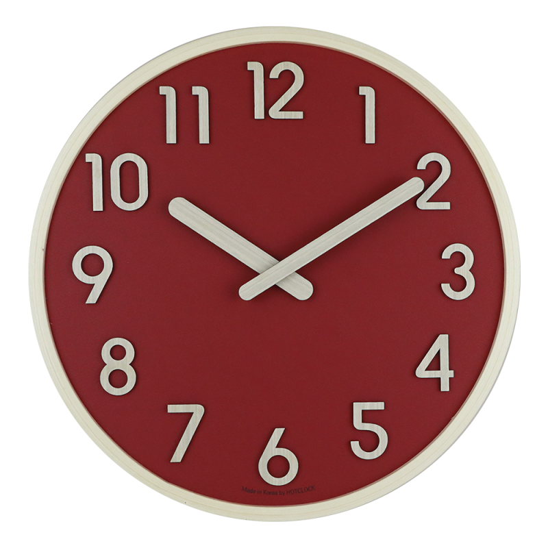 POOM | 300파이 우든라운드 3D숫자 무소음 벽시계 A형