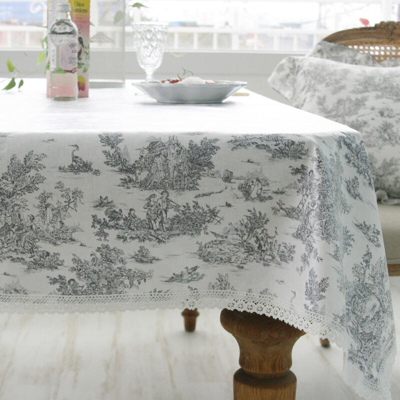 POOM | 리아 프렌치 레이스 방수 테이블보 4인용130x130