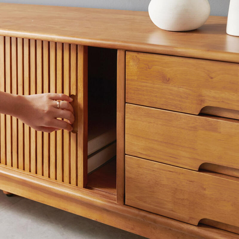 POOM | 카시스 고무나무 원목 티브다이 거실장 2000