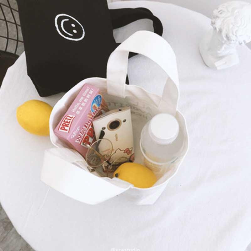 POOM | 스마일 미니 캔버스 에코백 토트백 가방 DD-11888