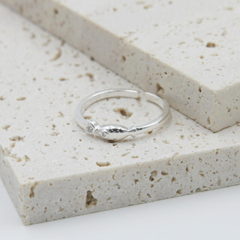 POOM | 스터츠 925실버 하트 행운 물고기 우정 애끼 반지