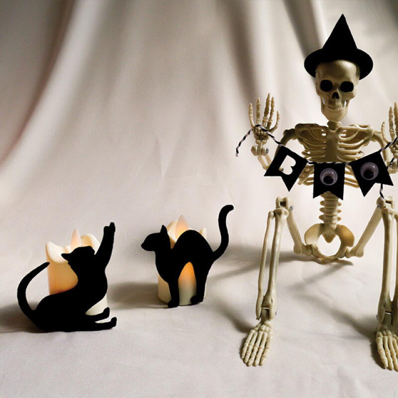 POOM | 할로윈 고양이 LED 캔들 세트