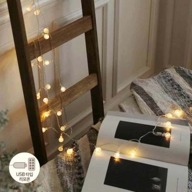 POOM | 프리미엄 LED 투명앵두전구 (리모컨/8패턴/USB) [2type]