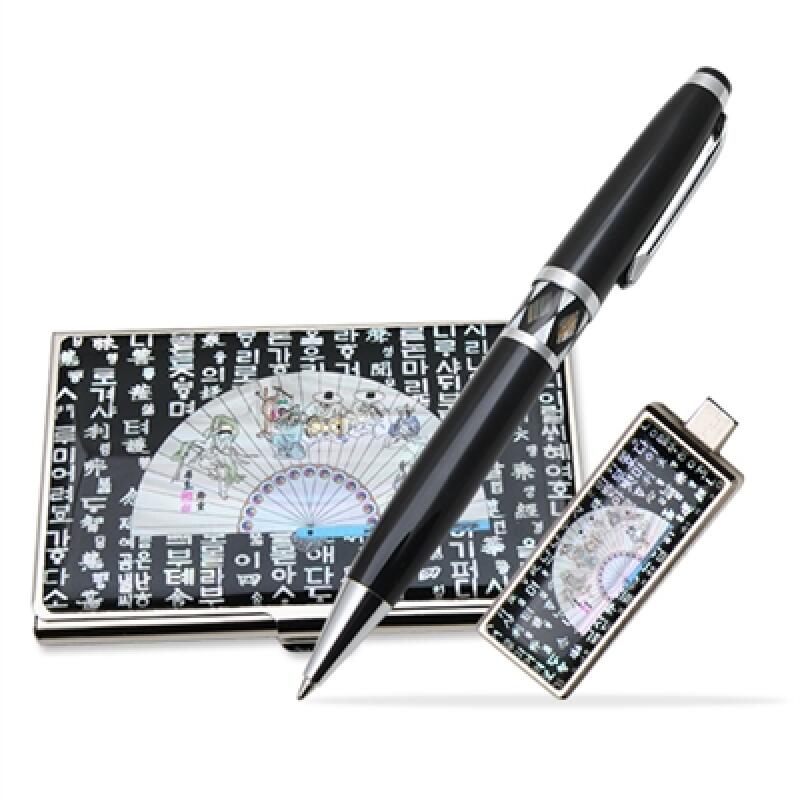 POOM | 아리랑 페리자개 OTG + 명함케이스 + 자개볼펜 SET 32GB