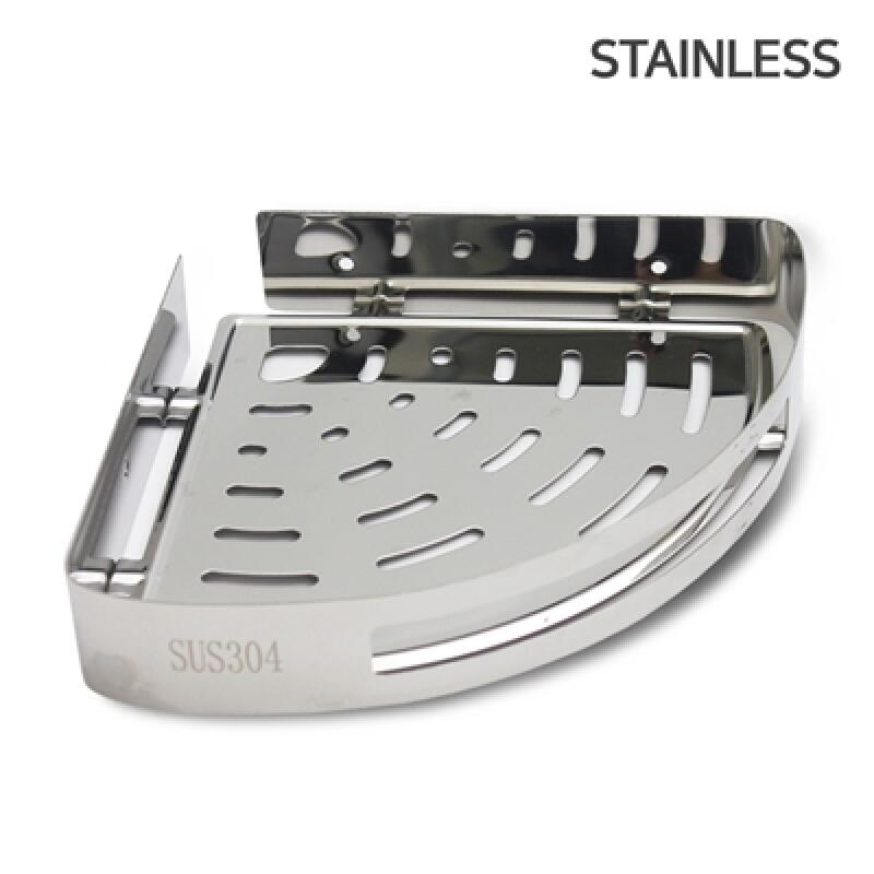 POOM | 304 스테인레스 접착식 벽걸이 삼각 코너 선반