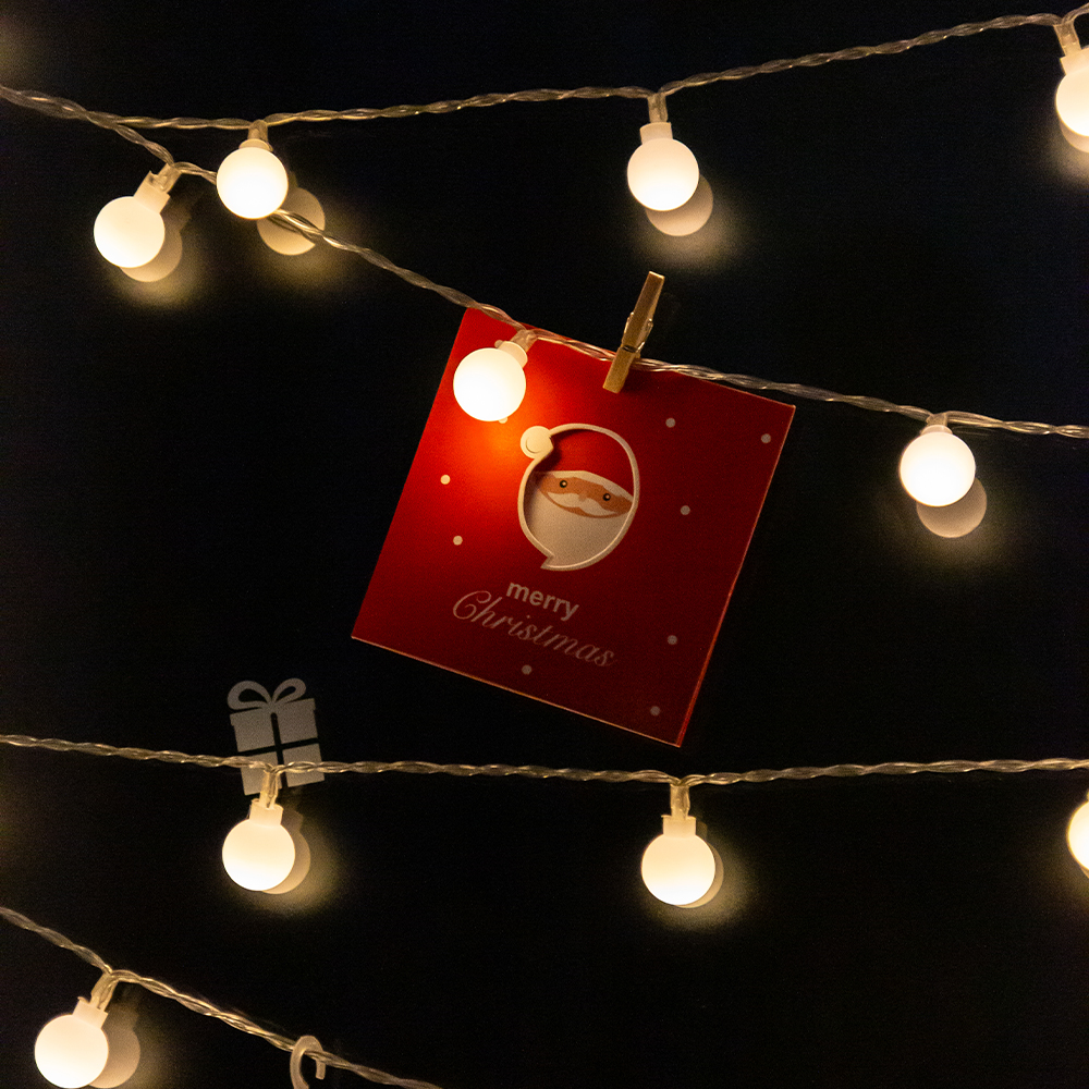 POOM | 크리스마스 벽트리 앵두전구 100구 풀세트 조명 장식