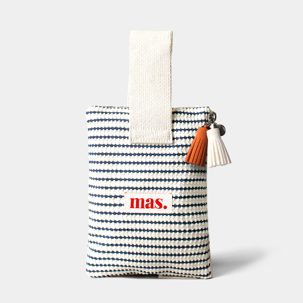 POOM | Strap pouch _ 와플 스트라이프 네이비