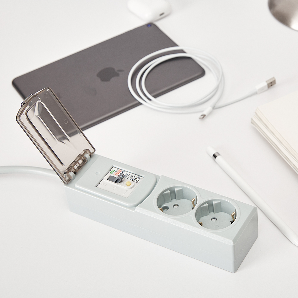 POOM | 2구 고용량멀티탭 접지 누전차단기 멀티콘센트 전선 (20A) 2M 3M 5M