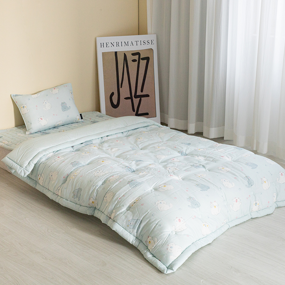 POOM | 코냥이 모달 옥수수솜 간절기 차렵이불 패드세트 SS